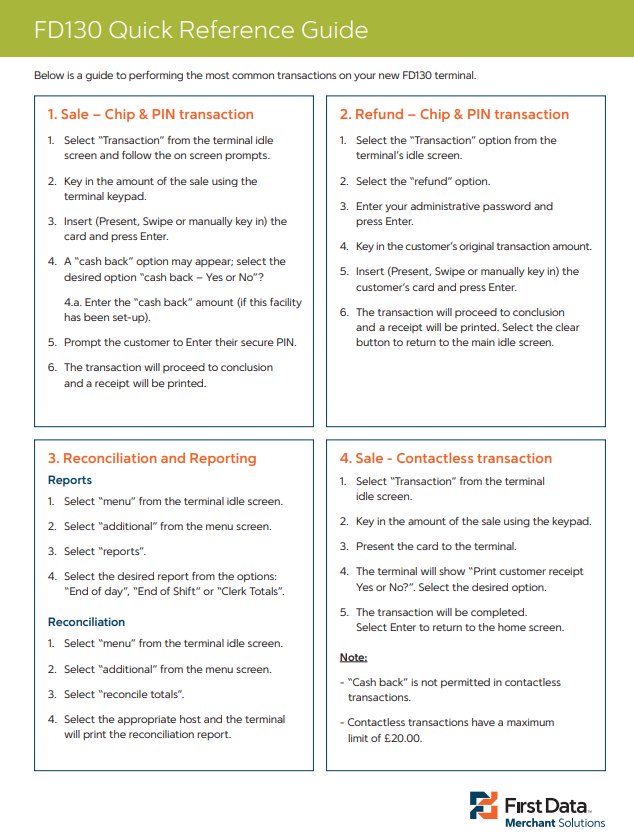 FD150 reference guide